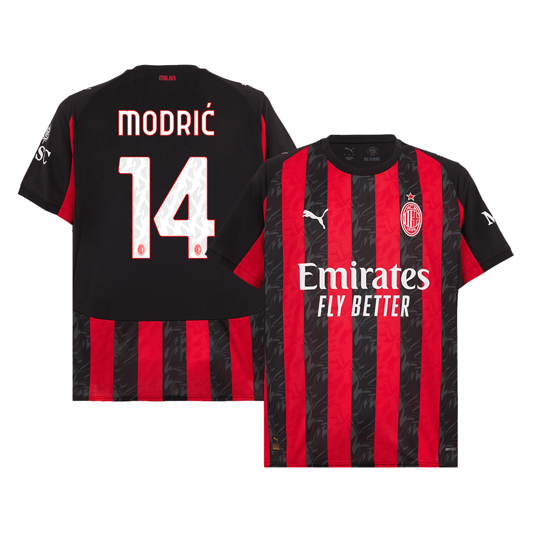 Camiseta MODRIĆ #14 AC Milan 2025/26 Primera Equipación Hombre ...