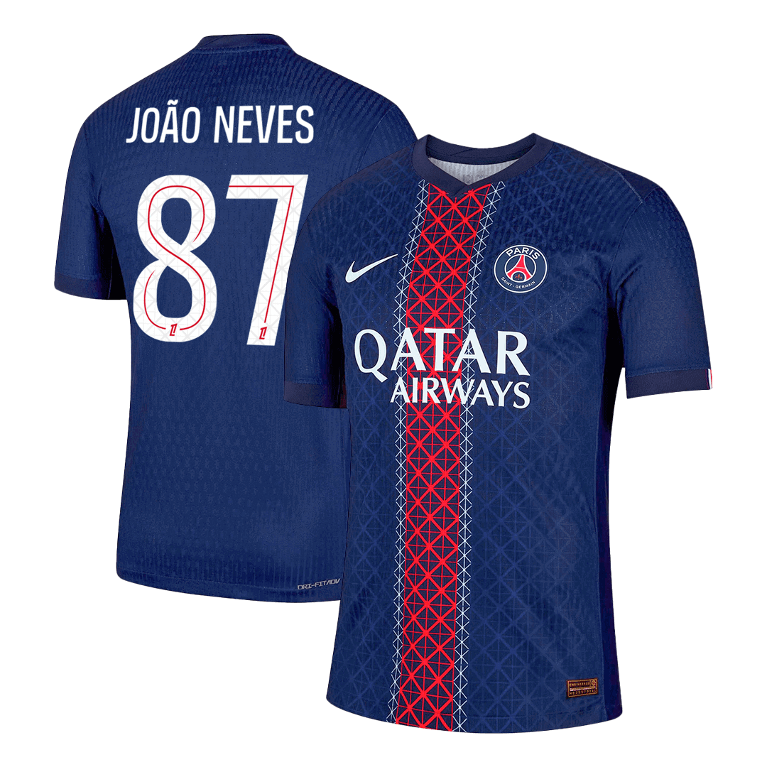 Camiseta Auténtica JOÃO NEVES #87 PSG 2025/26 Primera Equipación - Versión Jugador ...