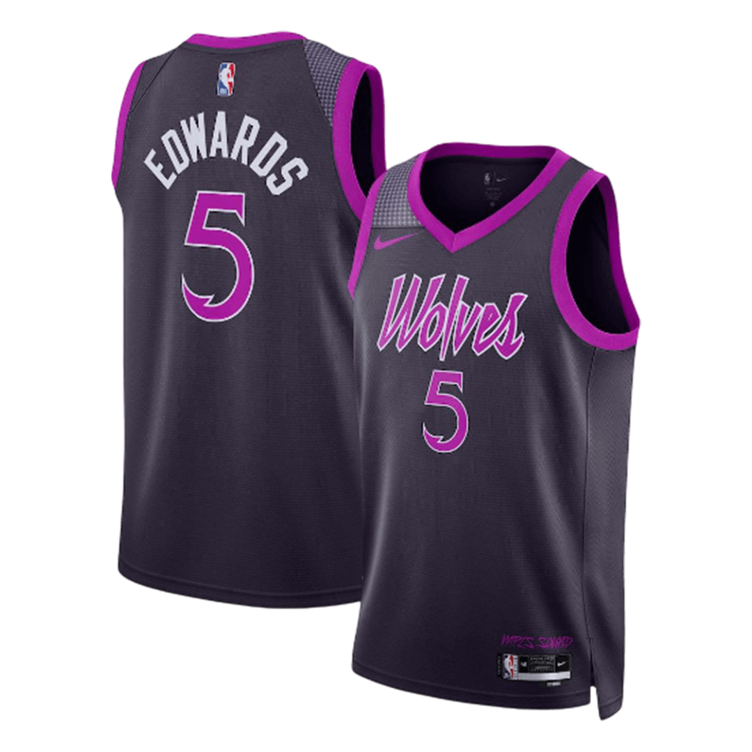 Camiseta EDWARDS #5 Minnesota Timberwolves Dark Purple NBA Jersey ...